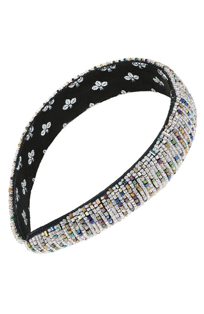 Arya Wide Headband, multicolor beaded embellishments | L. Erickson ...