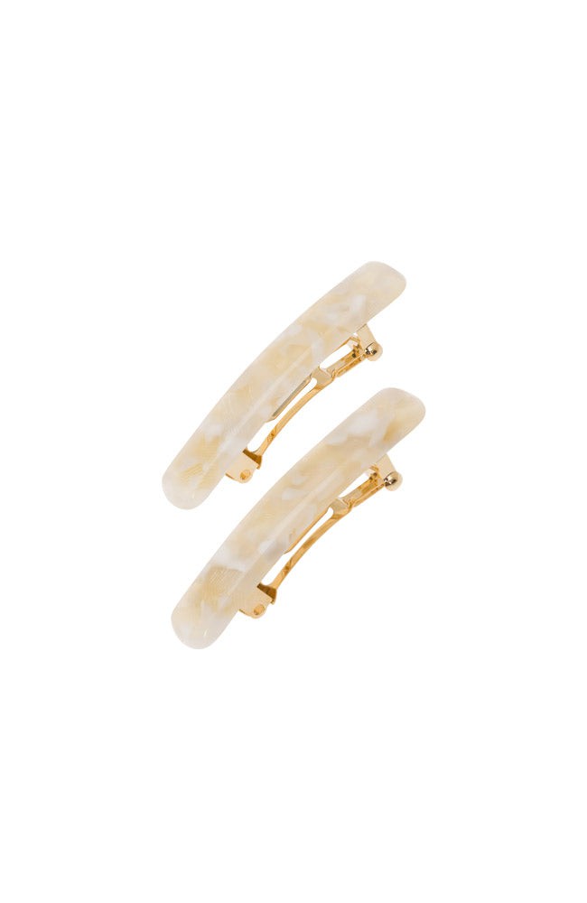 Mini Rectangle Barrette Pair - Pavlova — France Luxe