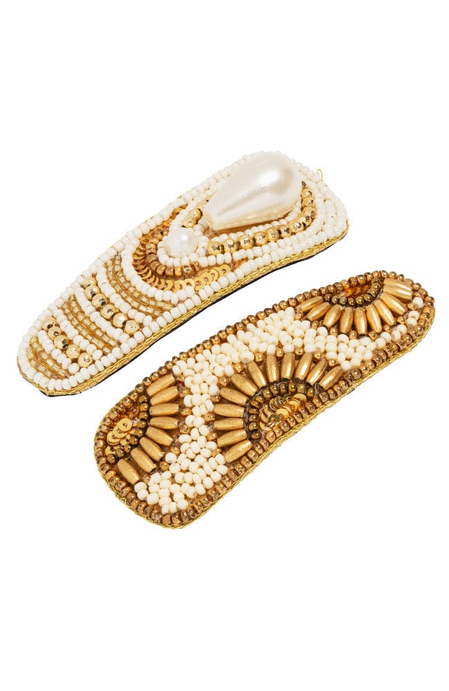 Meera Click Clack Hair Clips, Beaded | L. Erickson — France Luxe