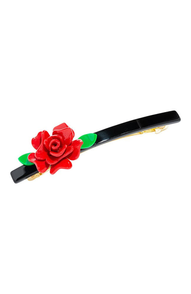 Black & Red Rose Barrette Hair Clip | L. Erickson — France Luxe